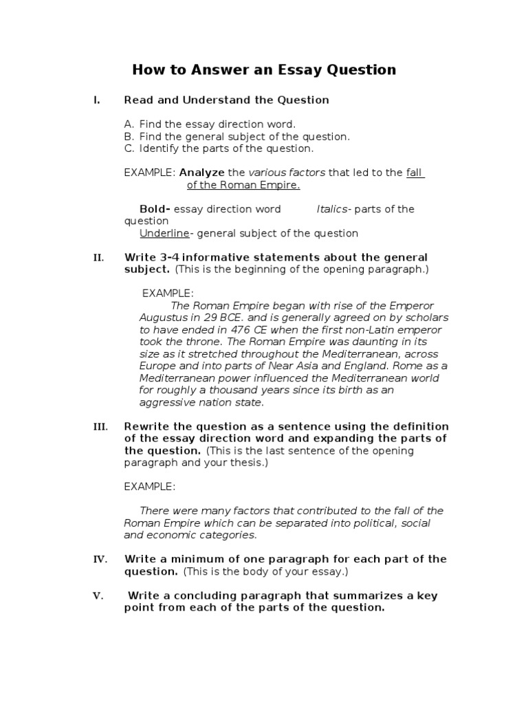 Guide to Answering Essay Questions | PDF | Reason | Essays