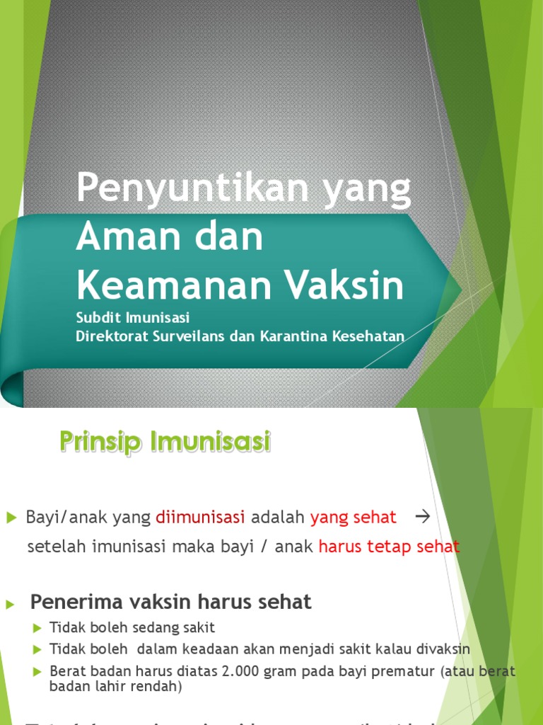 Penyuntikan Yang Aman Dan Keamanan Vaksin | PDF