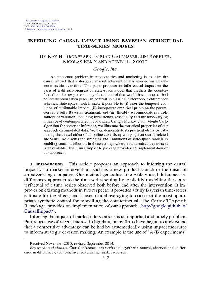 Inferring Causal Impact Using Bayesian Structural Time-Series Models | PDF | Time Series ...