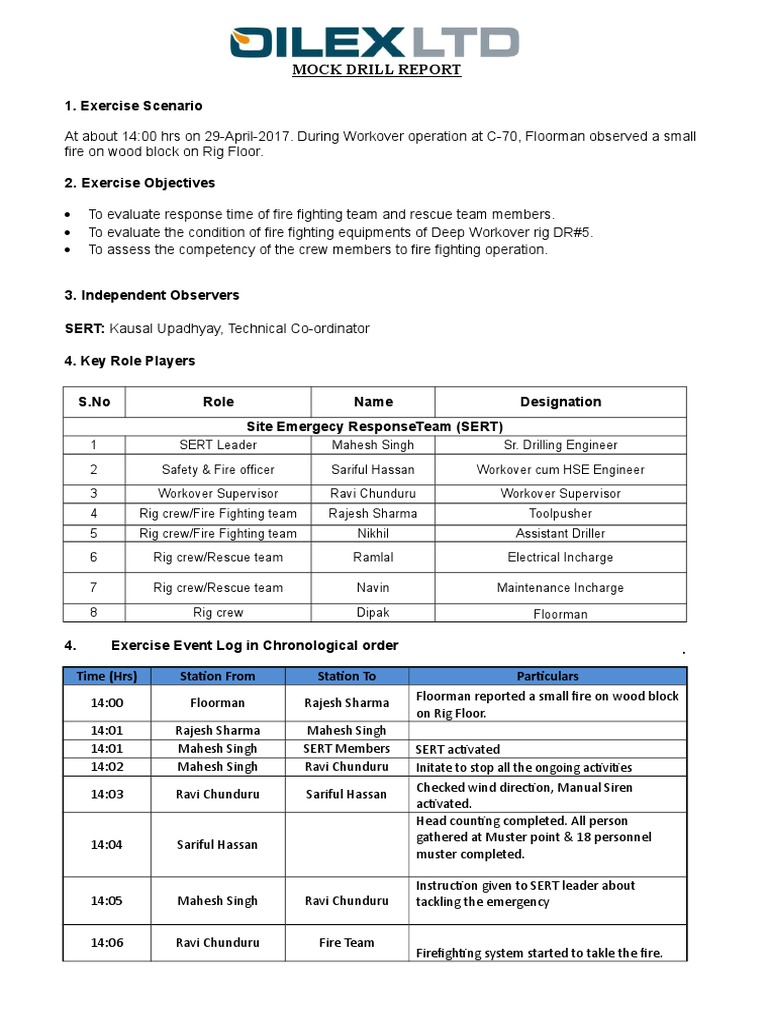 Mockdrill Report 29042017 | PDF | Firefighting | Fires