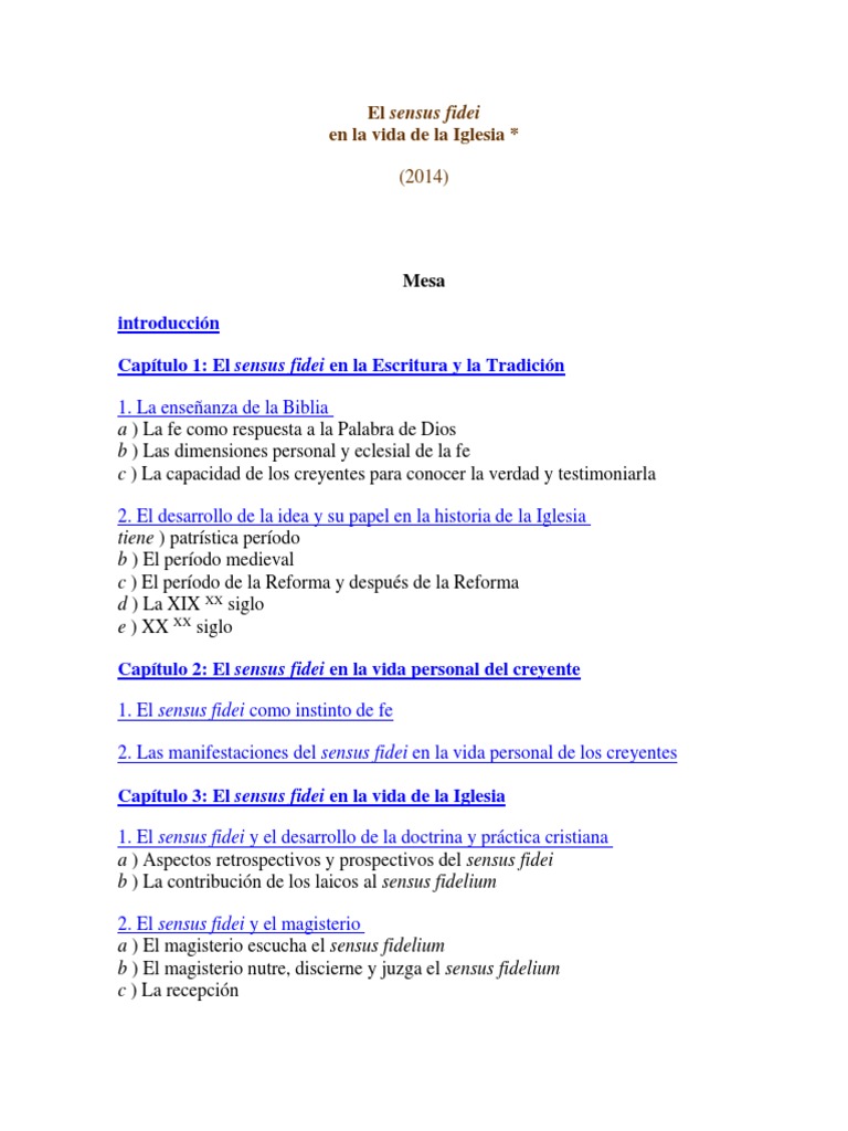 El Sensus Fidei en la Iglesia Católica | PDF | Iglesia Católica | Fe