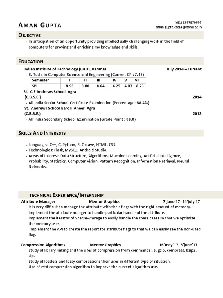 Aman Gupta Resume | PDF | Data Compression | Machine Learning