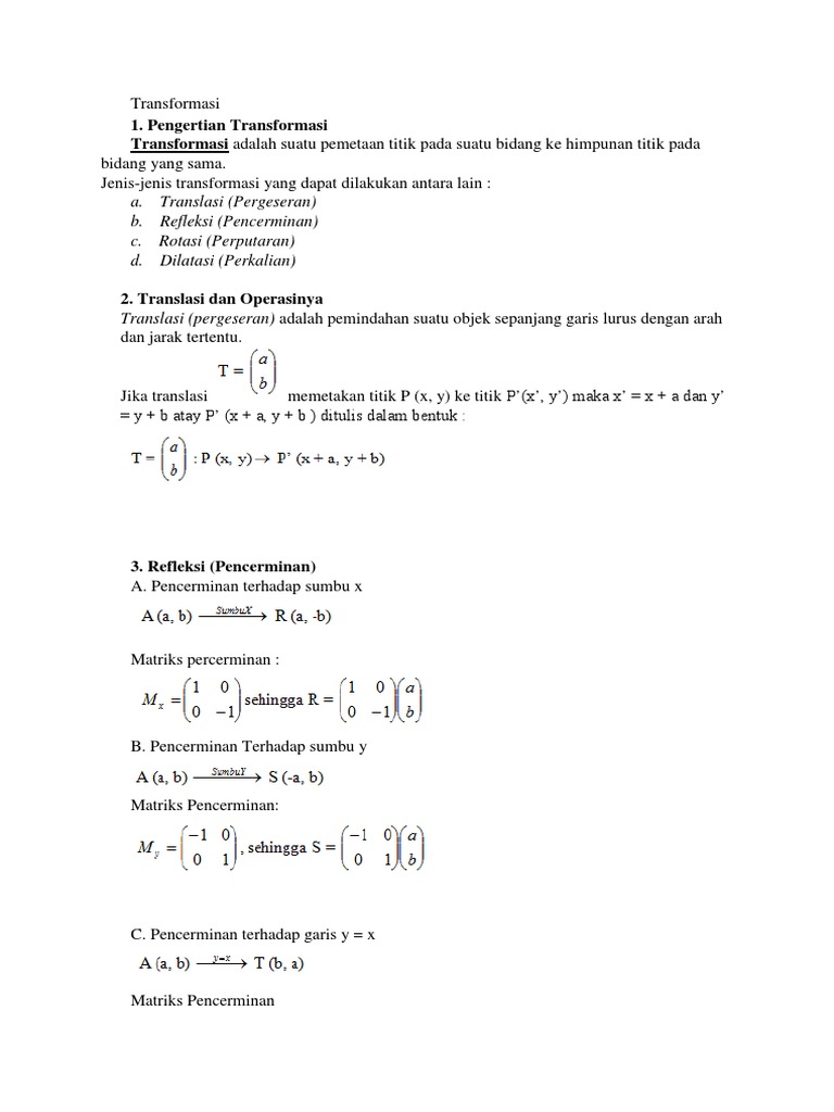 Kelas XI Bab 5 Transformasi | PDF