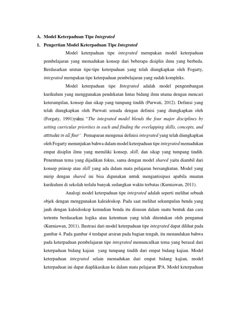 Model Pembelajaran Terpadu Tipe Integrated Dan Shared | PDF