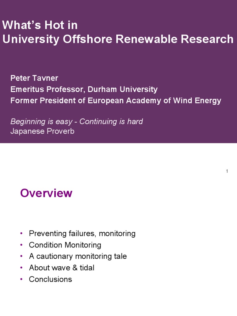 Peter Tavner Durham University Whats Hot in University Offshore ...