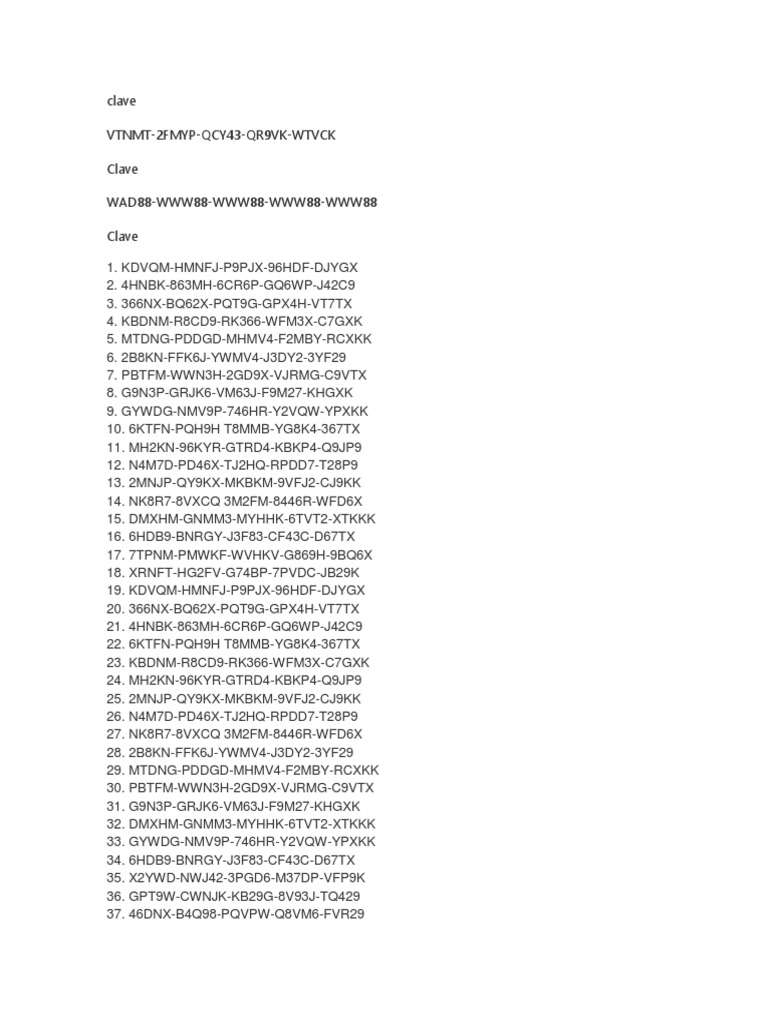 List of Activation Codes and Claves | PDF