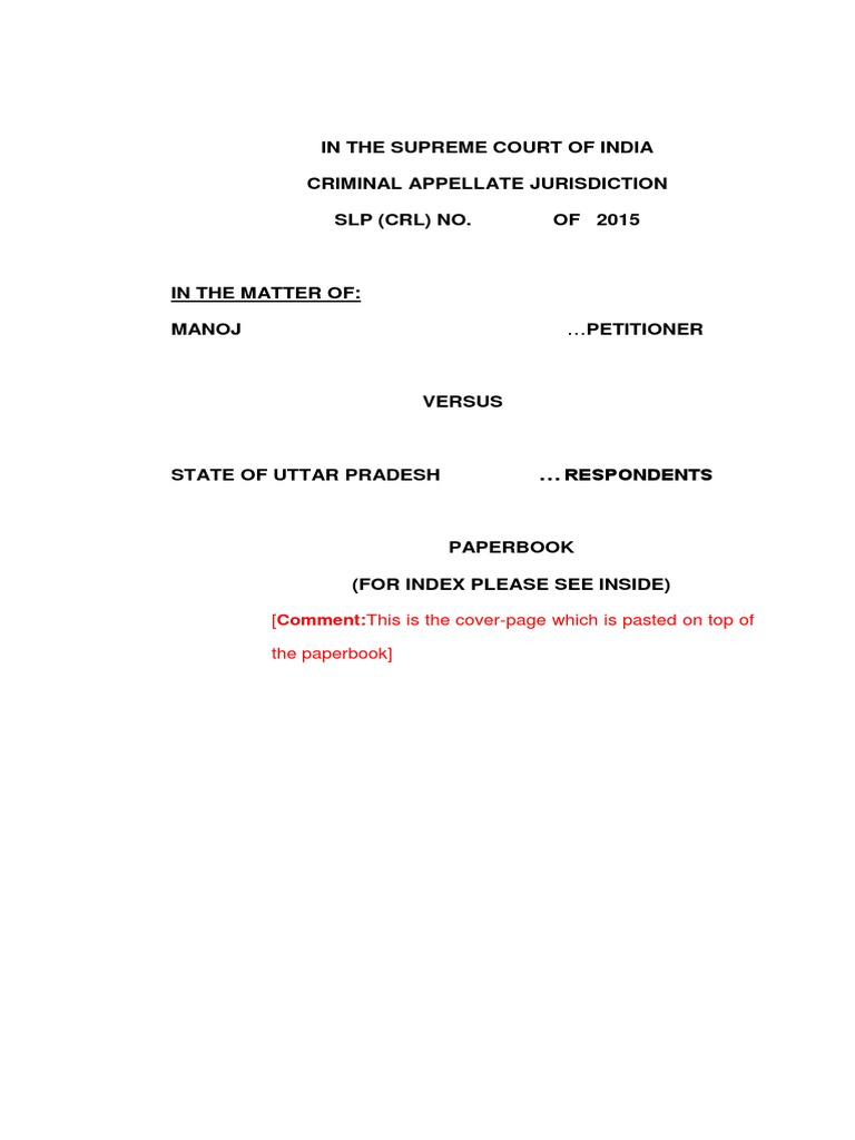 Attachment SLP Criminal Draft | PDF | Coram Nobis | Supreme Courts