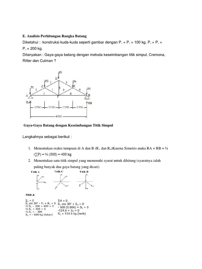 Analisis Perhitungan Rangka Batang | PDF | Metode & Bahan Ajar