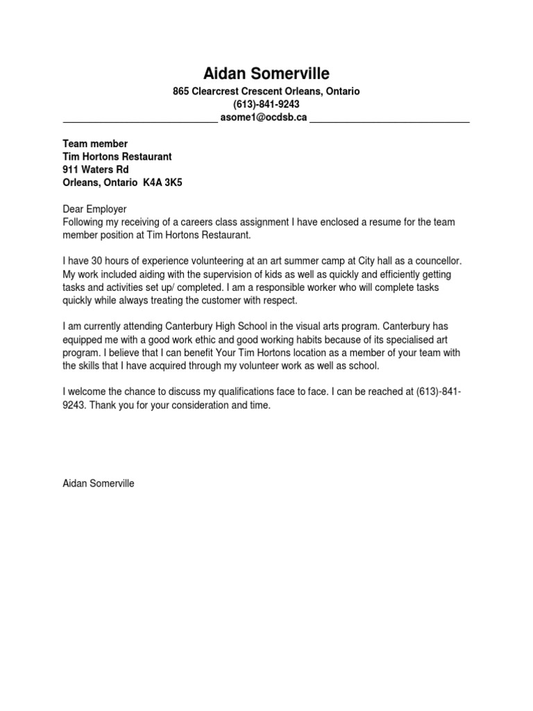 Tim Hortons Resume Project | PDF | Business