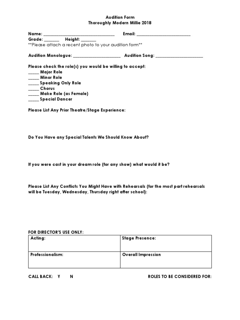 Audition Form TMM | PDF