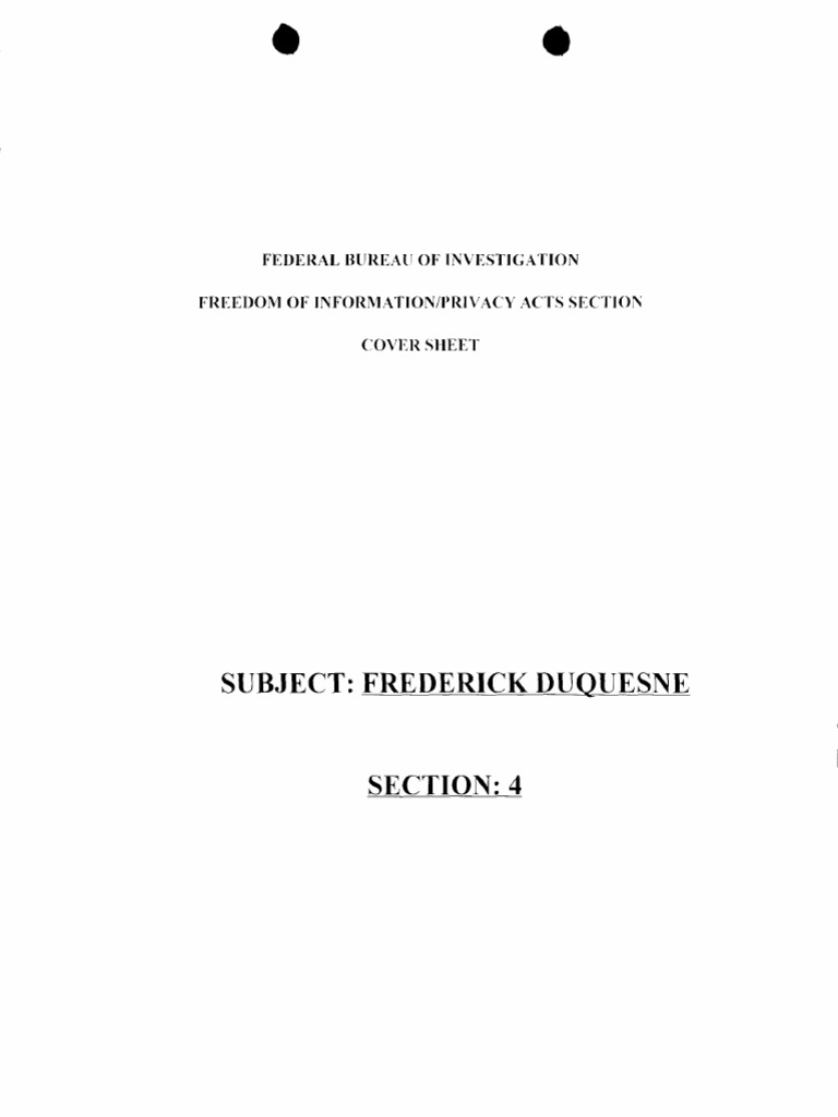 NAZI GERMANY SPY RING FBI FOIA Duquesne, Frederick Section 4 PDF | PDF ...