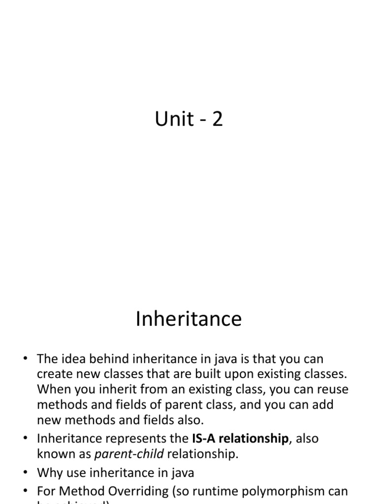 Unit 2 Pdf Inheritance Object Oriented Programming Class Computer Programming