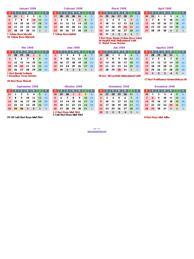 Kalender Masehi 2008 | PDF