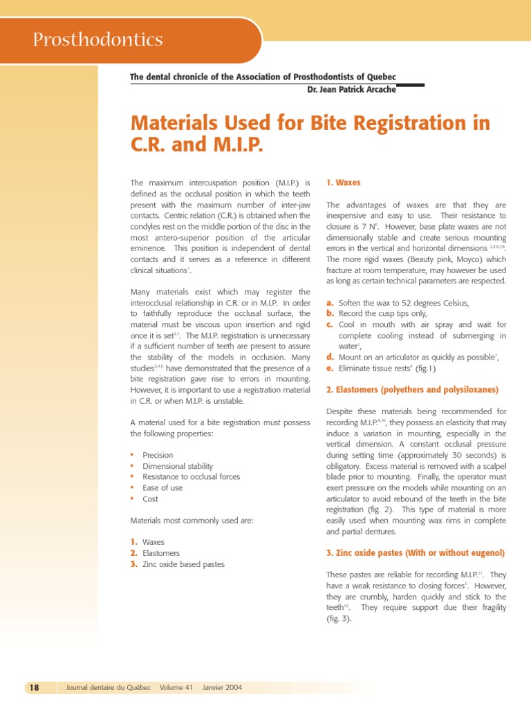 Materials Used for Bite Registration in CR and MIP | Mouth | Dentistry ...