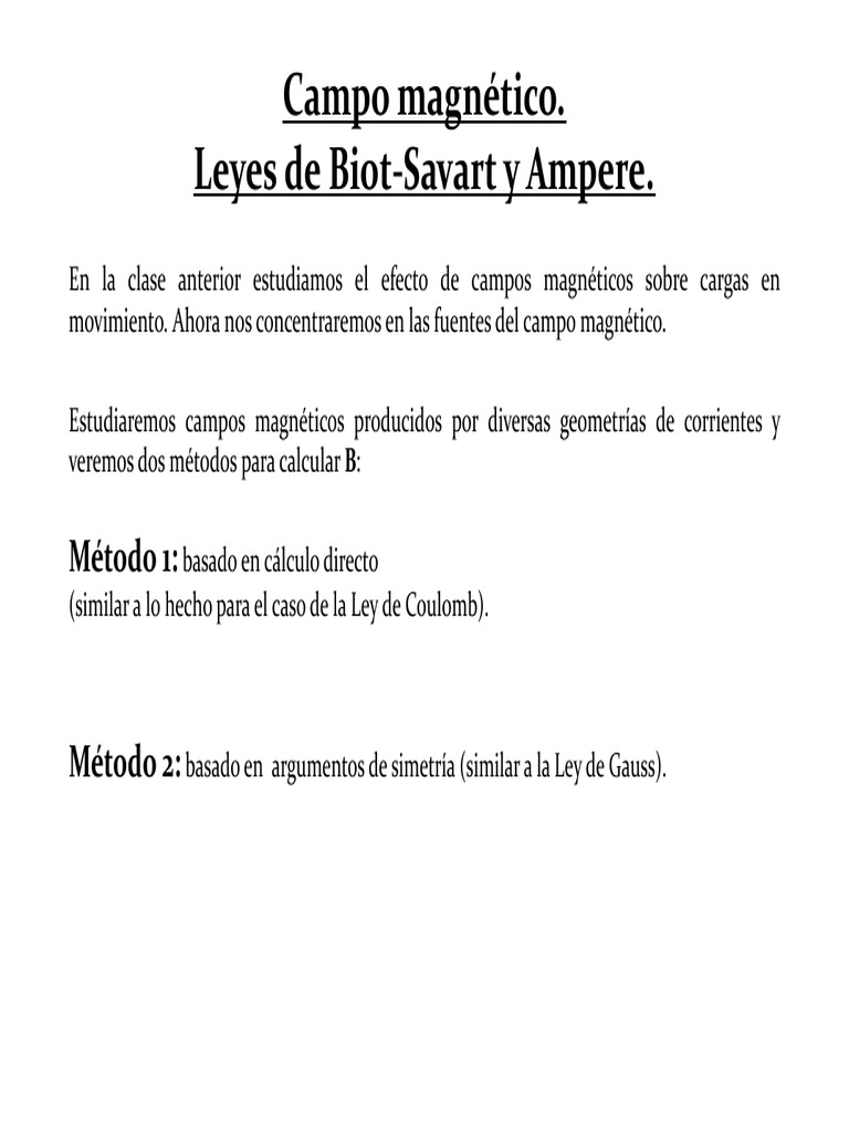 Ley de Biot y Savart PDF | PDF | Campo magnético | Fuerza