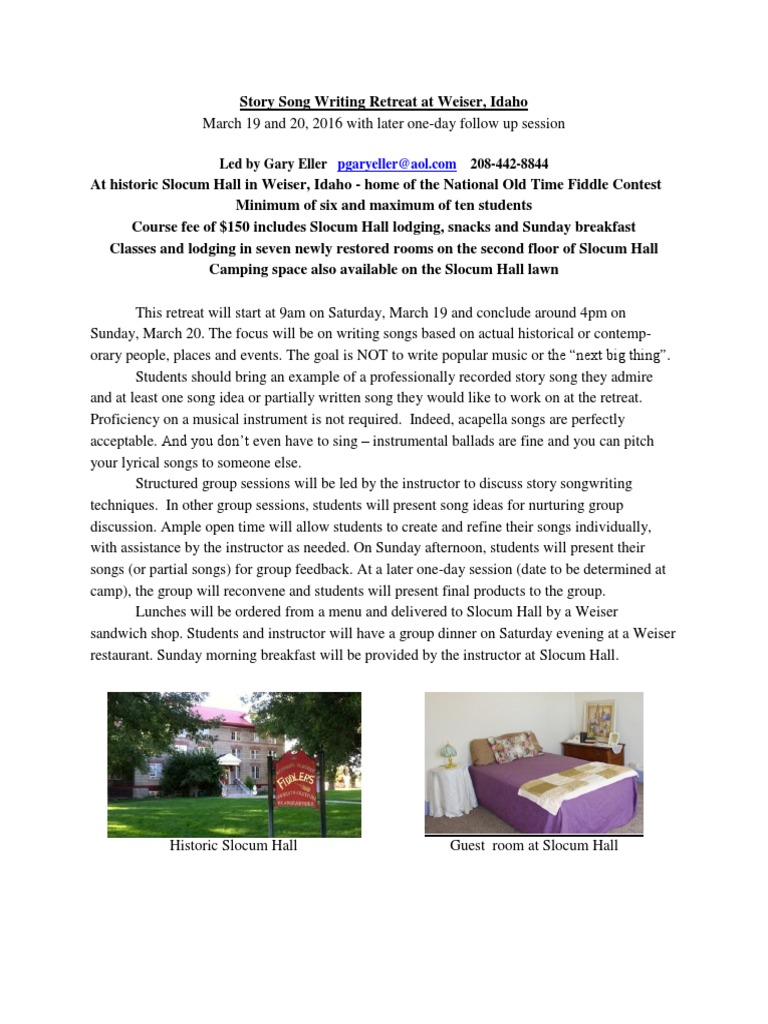 Storysongwritingretreat 31 Dec 2015 | PDF | Leisure | Entertainment (General)