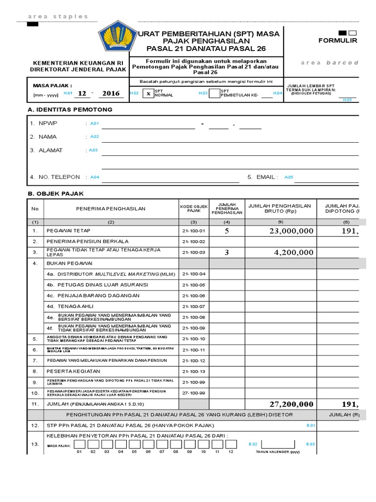 SPT Masa PPH Pasal 21 Kosong - Pelatihan 25 Juli 2017 | PDF