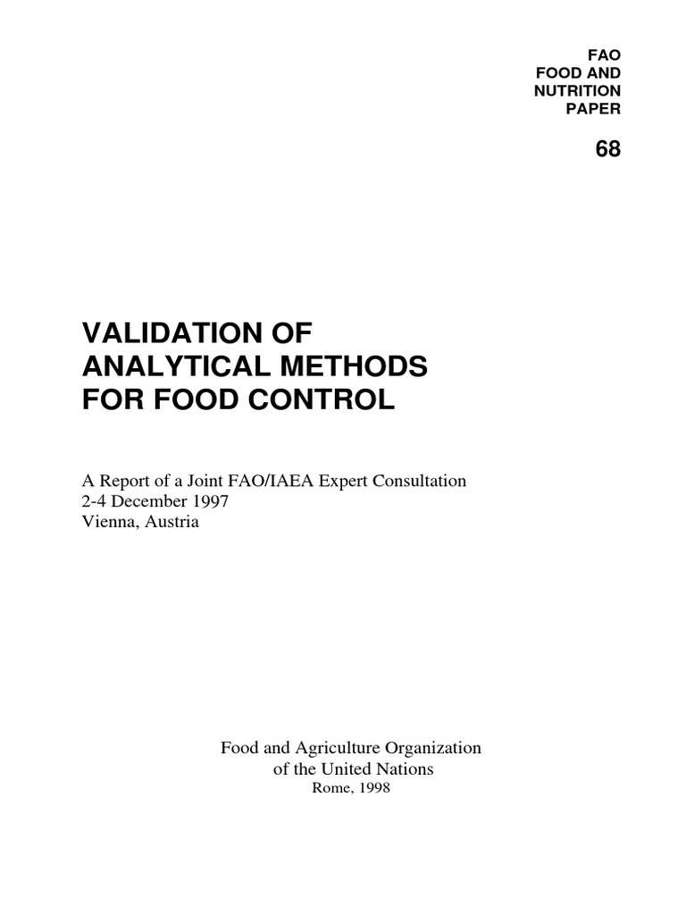 Fao Food Analytical Methods Validation | PDF | Accuracy And Precision ...
