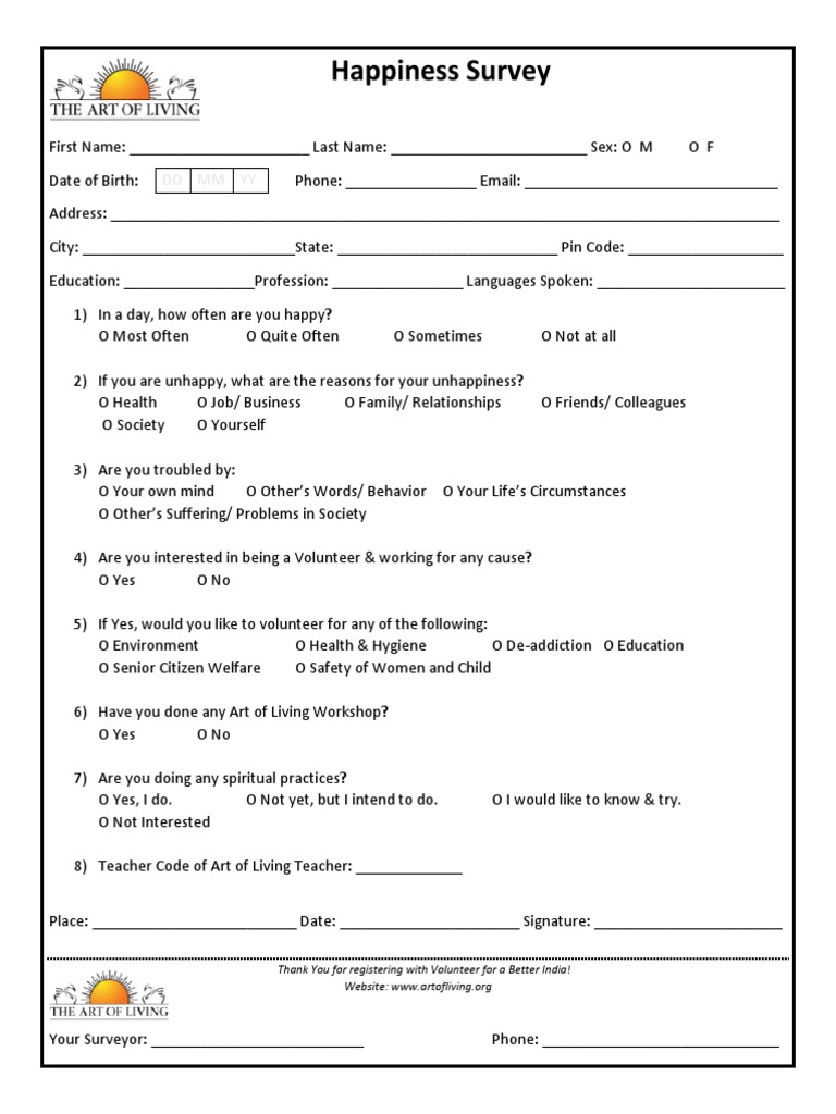 Happiness Survey: DD MM YY | PDF