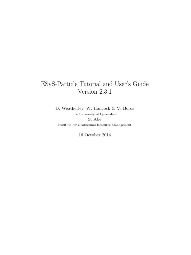 ESyS Particle Tutorial | PDF | Parameter (Computer Programming ...