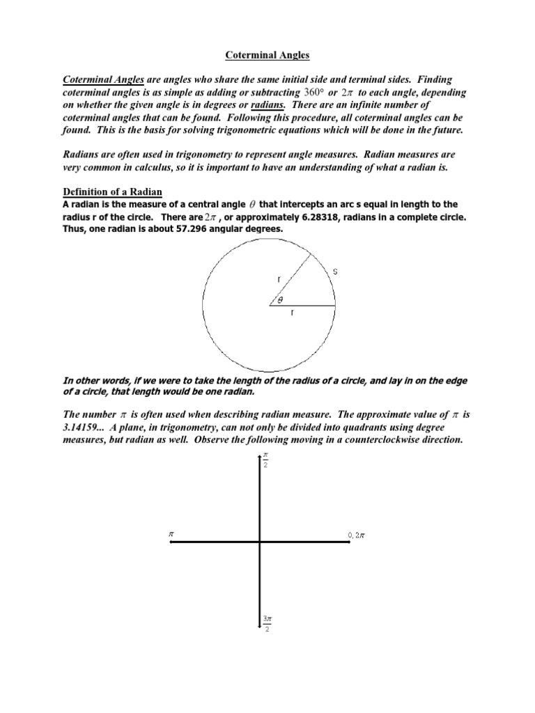 Understanding Coterminal Angles | PDF | Angle | Trigonometry