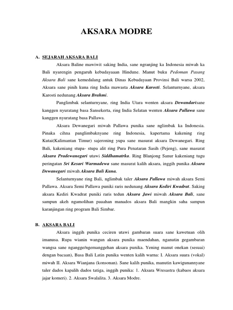 Aksara Modre | PDF | Seni & Disiplin Bahasa | Agama & Spiritualitas