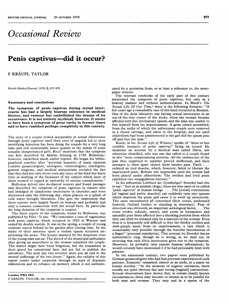 Occasional Review: Penis Captivus-Did Occur? | Download Free PDF ...