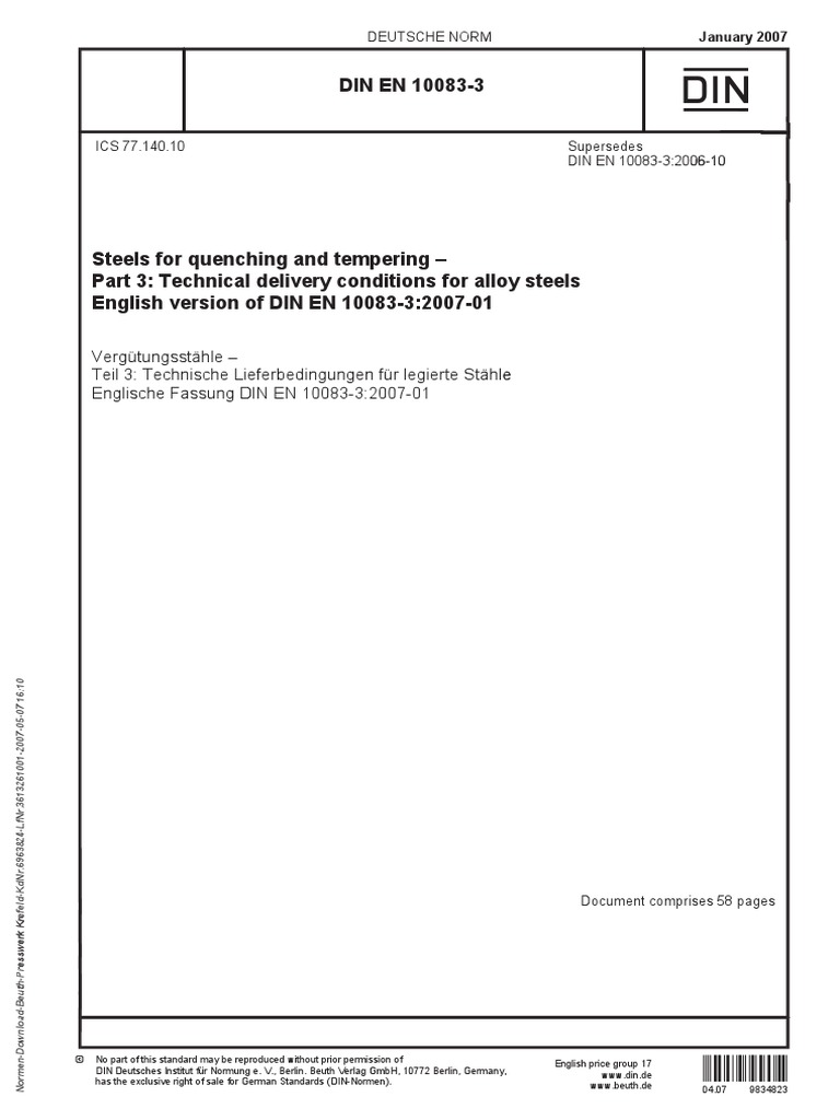 Din en Iso 10083-3 | PDF | Acier de construction | Acier