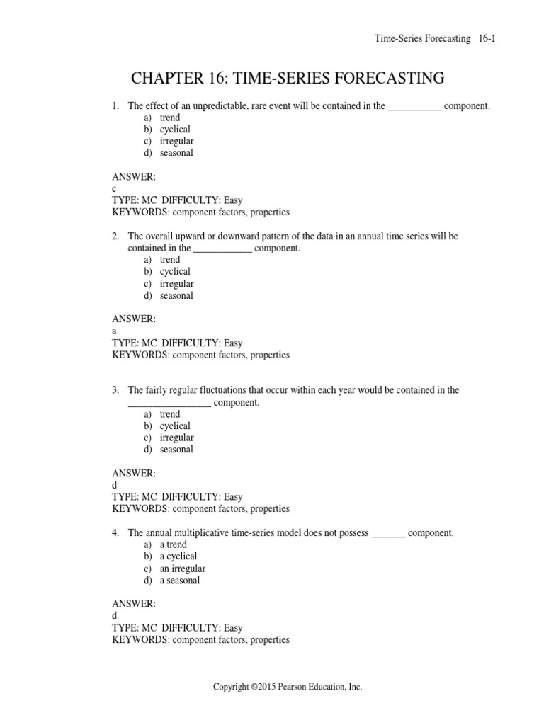 Chapter 16: Time-Series Forecasting | PDF | Linear Trend Estimation ...