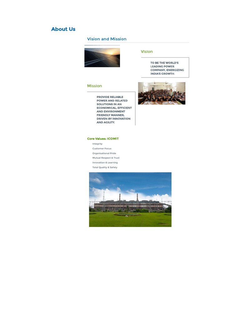 Vision and Mission - NTPC | PDF