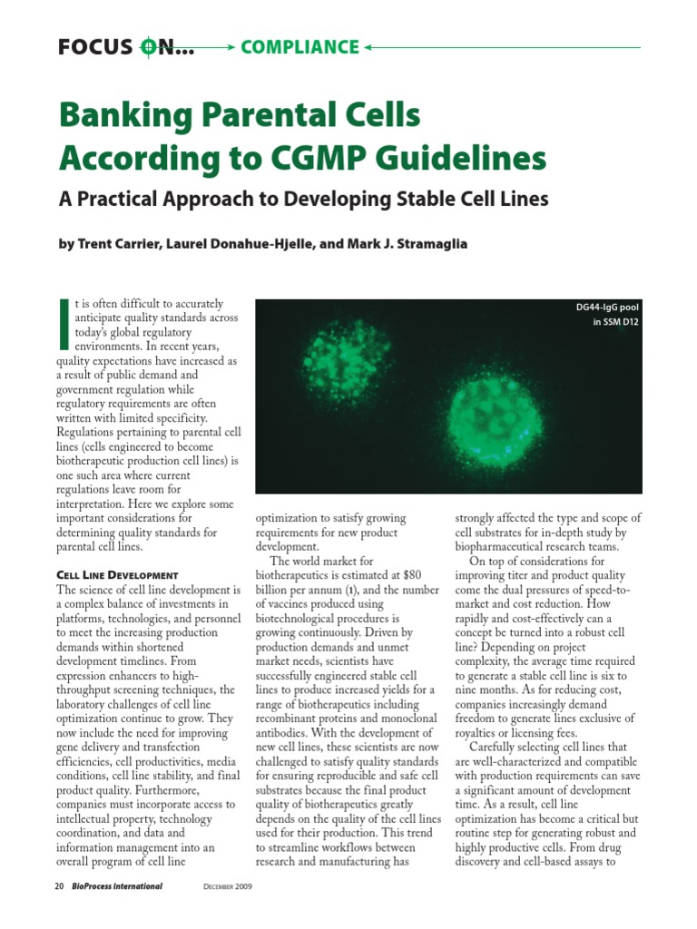 BPI Banking Parental Cells | PDF | Cell Culture | Biopharmaceutical