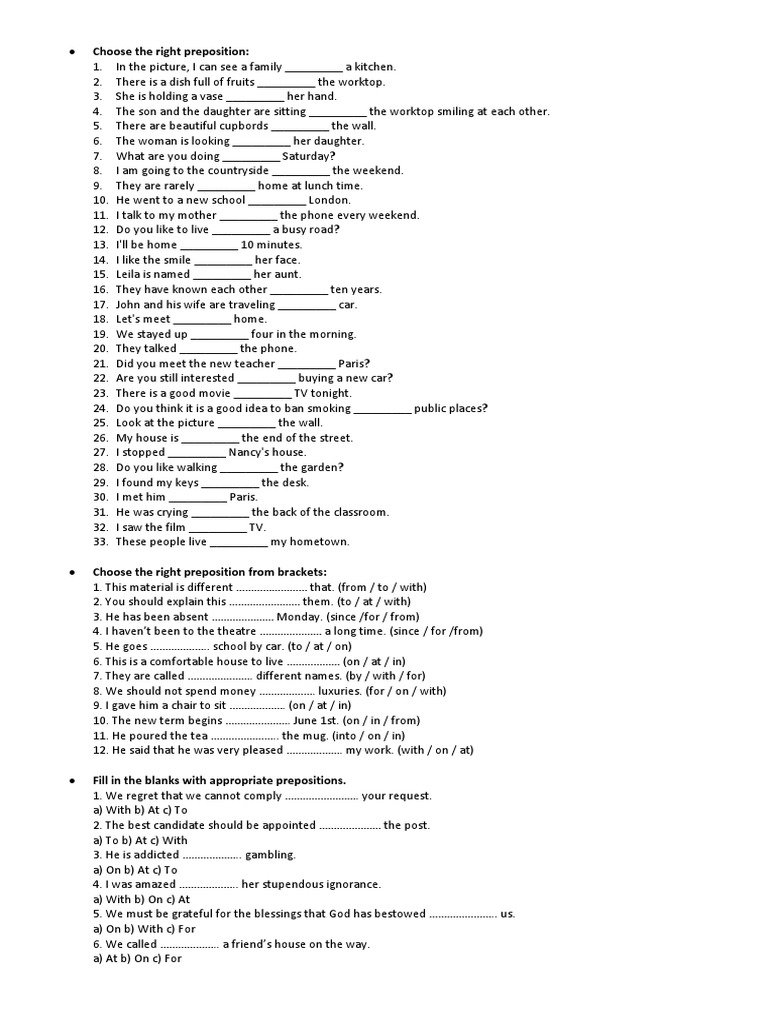 Choose The Right Preposition | PDF