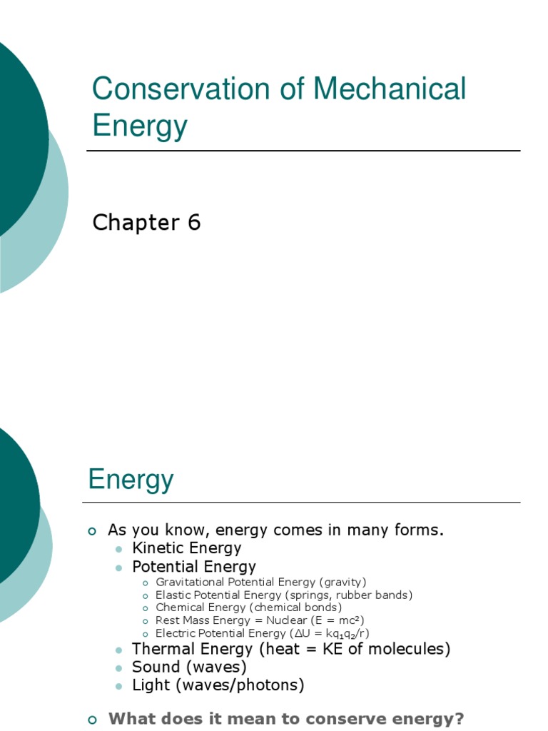 Understanding the Conservation of Mechanical Energy through Examples of ...