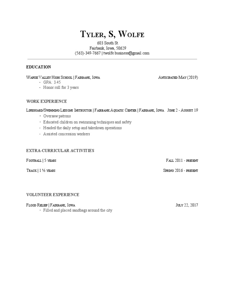 Tyler Wolfe - Resume Template | PDF