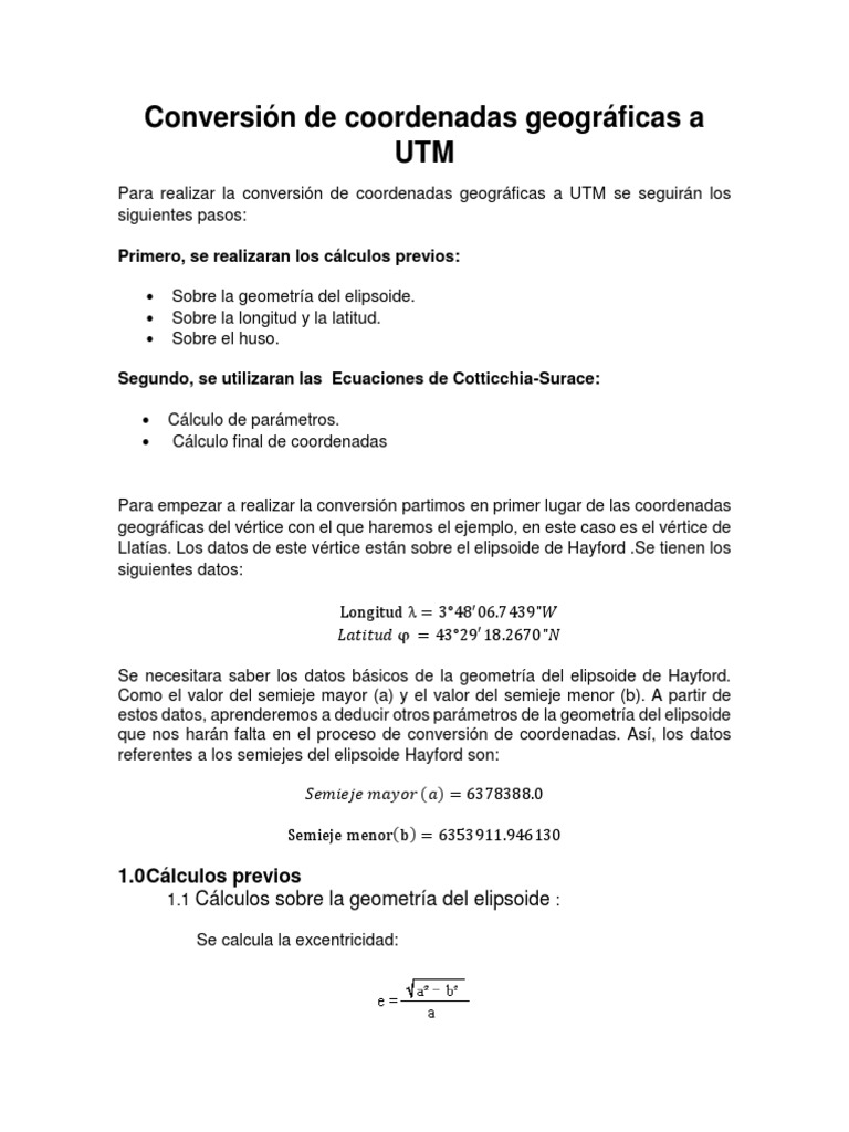 Conversión Geográfica a UTM Detallada | PDF | Longitud | Observación científica