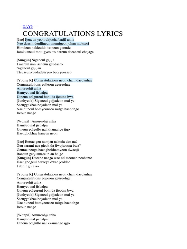 Congratulations Lyrics | PDF