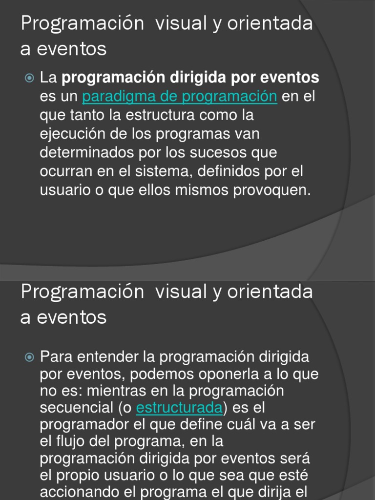 Programacion Visual y Orientada A Eventos. | PDF | Paradigma | Lenguaje ...