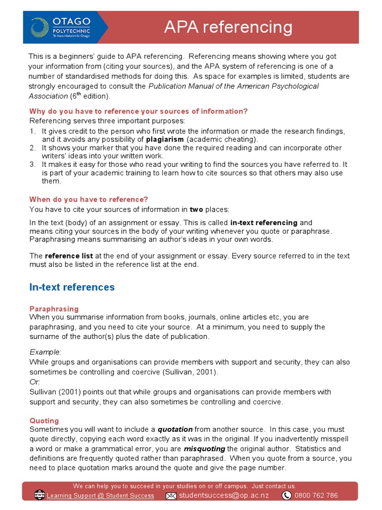 APA Referencing: In-Text References | PDF | Digital Object Identifier ...