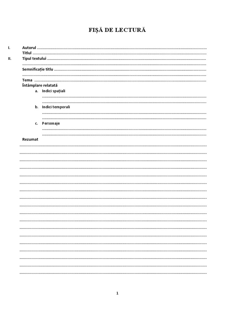 Fișă de Lectură-Genul Epic | PDF