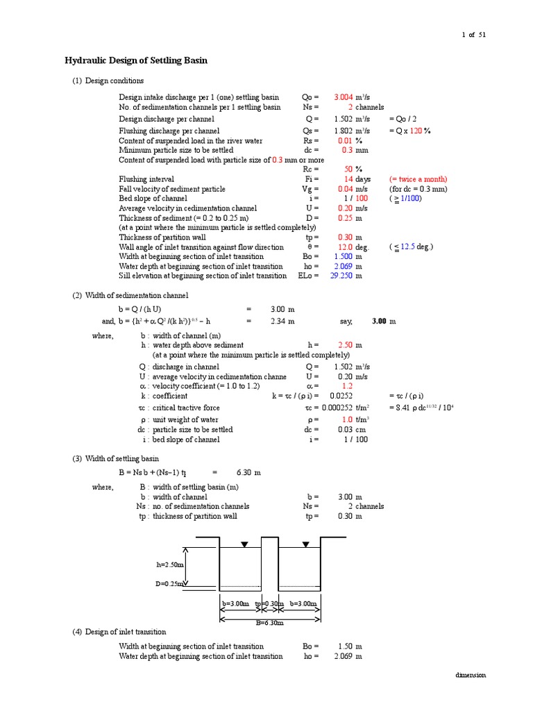 Hydraulic Design of Settling Basin | PDF | Sediment | River