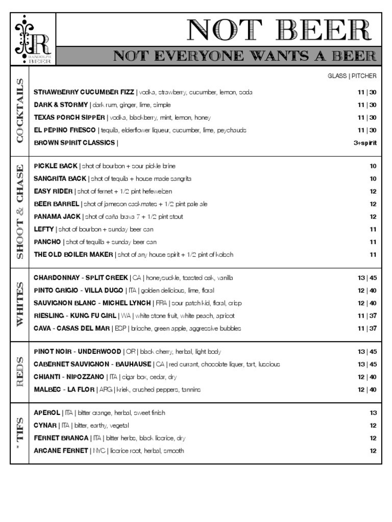 Randolph's Dumbo Drink Menu | PDF