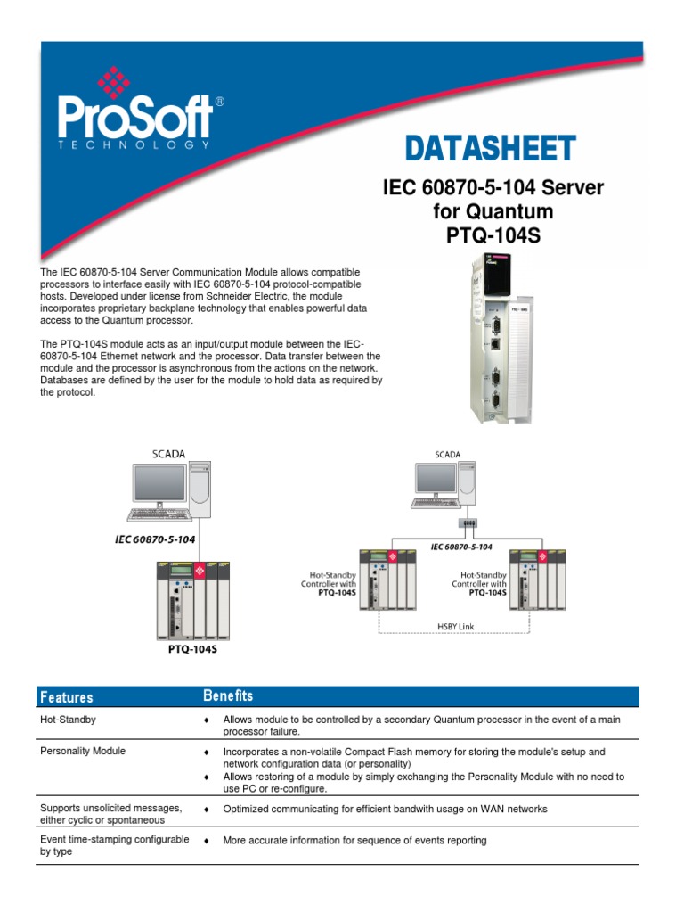 Datasheet: IEC 60870-5-104 Server for Quantum PTQ-104S | Computer ...