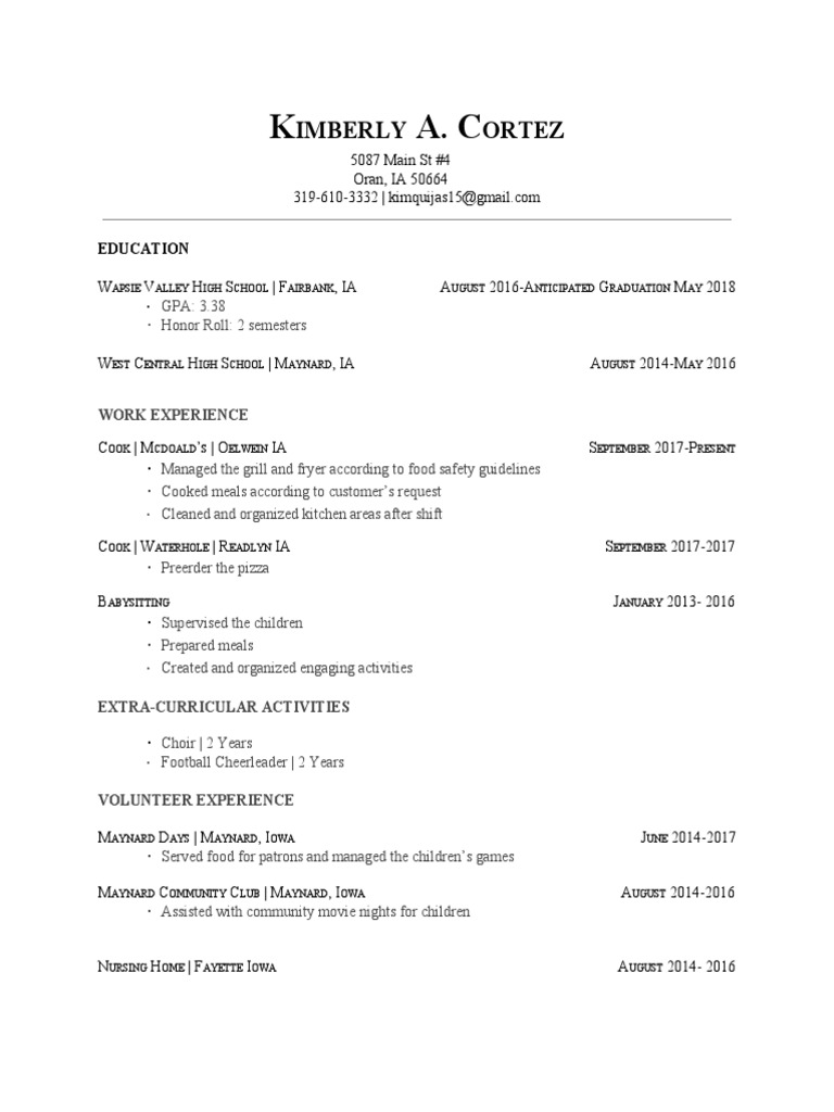 Kimberly Cortez - Resume Template | PDF