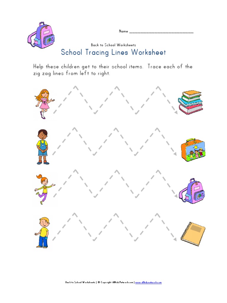 Back To School Tracing Zig Zag Lines Worksheet | PDF | Teaching Methods ...