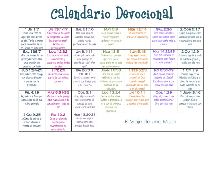 Calendario Devocional para Mujeres | PDF | Creencia y doctrina cristiana | Creencia religiosa y ...