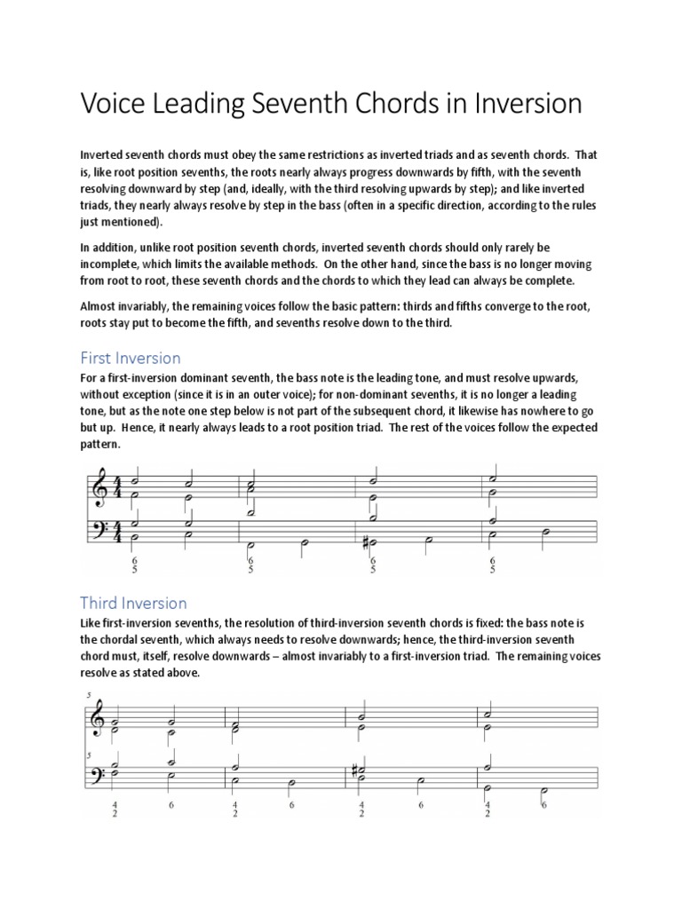voice leading seventh chords in inversion | Chord (Music) | Melody
