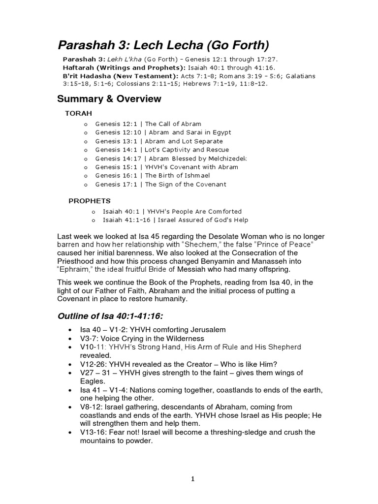 Parashah 3 - Lech Lecha (Go Forth) 5778 | PDF | Abraham | Book Of Genesis