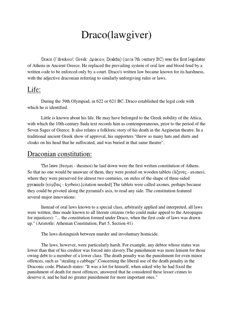 Draco | PDF | Criminal Law | Common Law