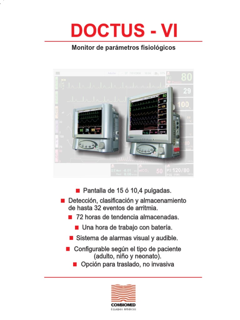 Monitor Multiparámetro DOCTUS VI | PDF | Electrocardiografia | Naturaleza