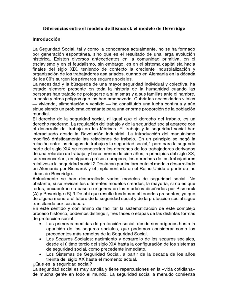 Diferencias Entre El Modelo de Bismarck El Modelo de Beveridge | PDF ...